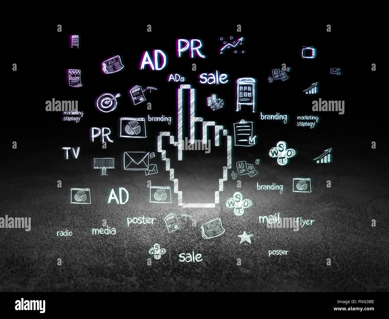 Marketing concept: Mouse Cursor in grunge dark room Stock Photo - Alamy