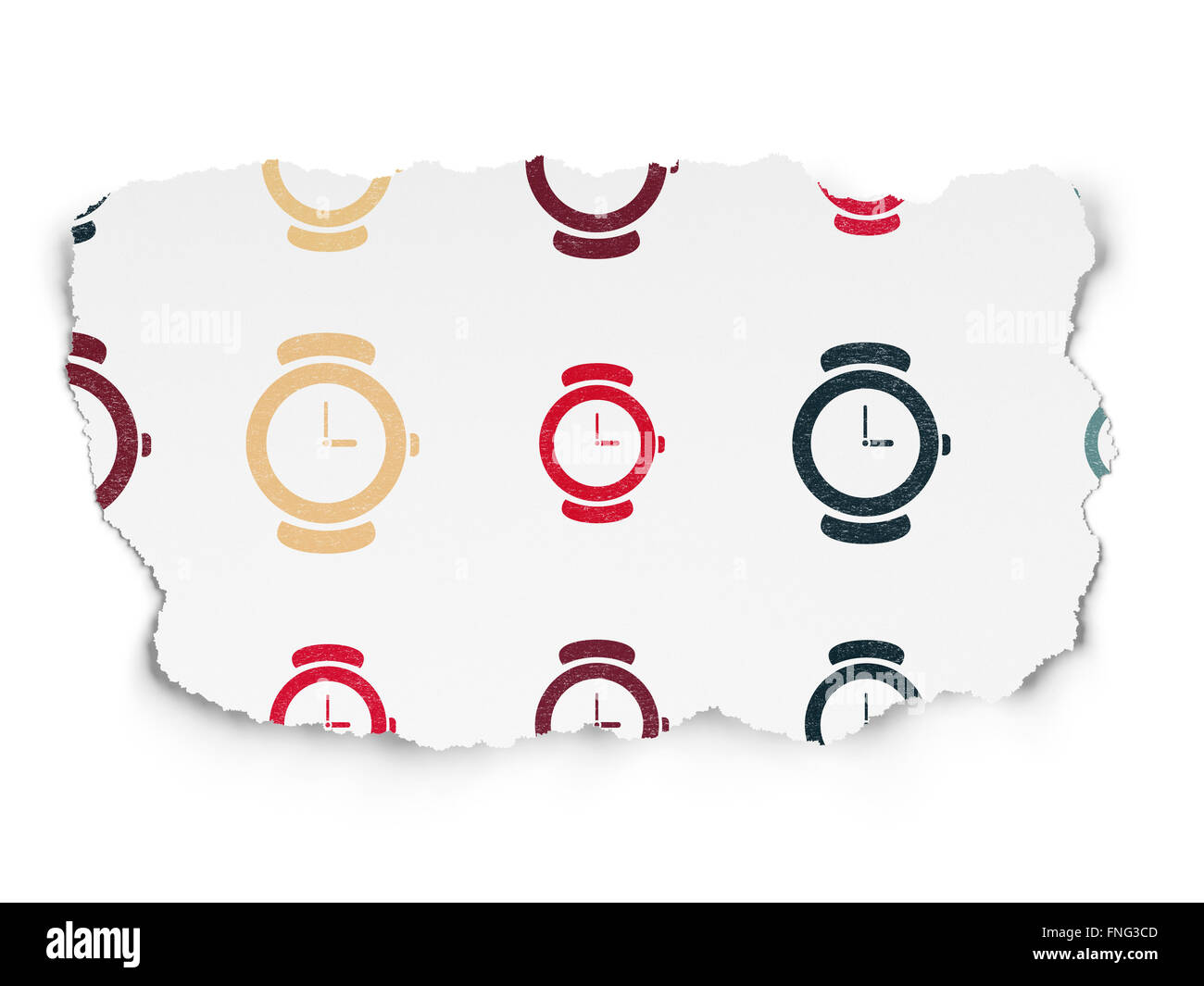 Time concept: Watch icons on Torn Paper background Stock Photo - Alamy