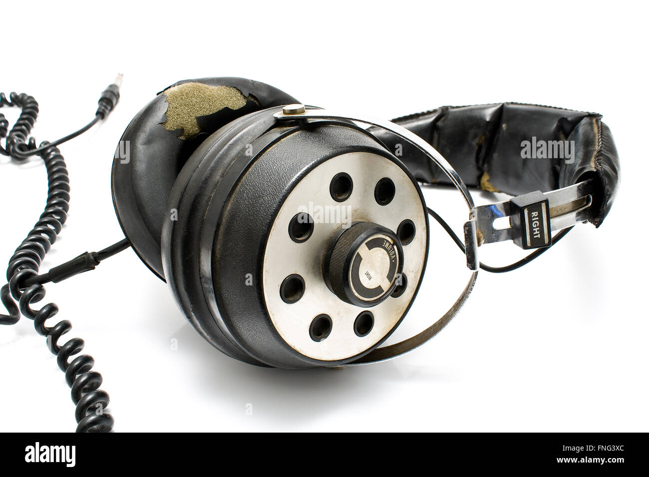 Pair of old headphones isolated on a White Stock Photo - Alamy