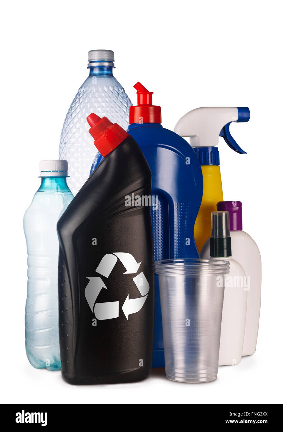 Set of plastic containers isolated on white background, ready for ...