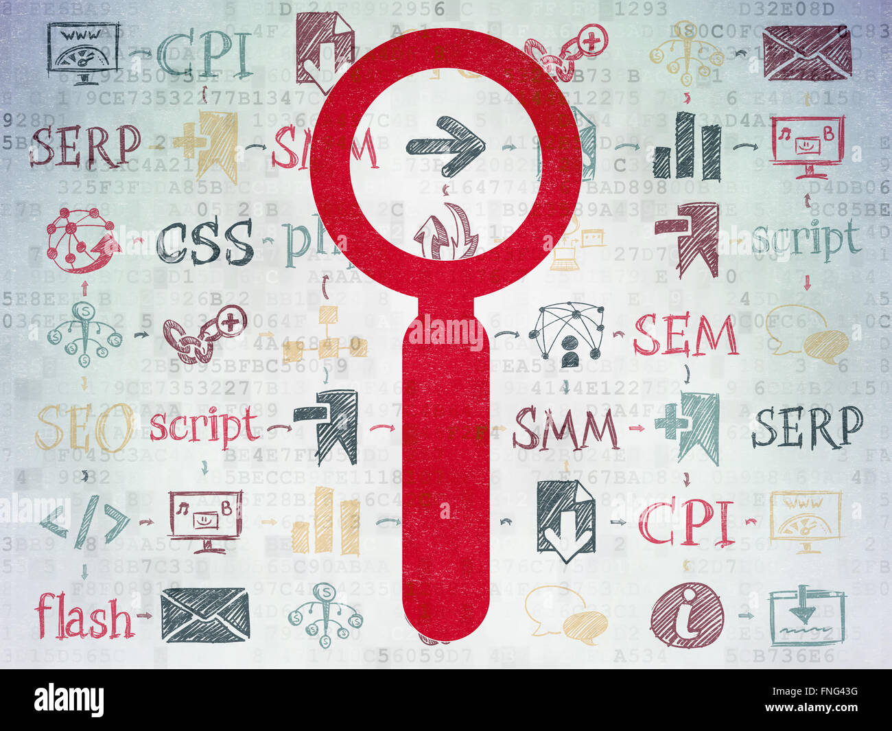 Web development concept: Search on Digital Paper background Stock Photo ...