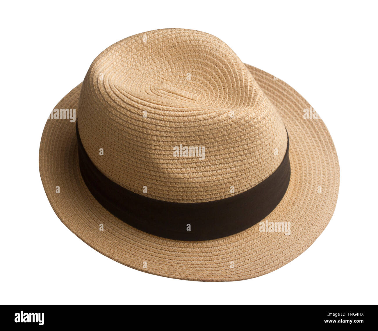 Sun textile hat with black ribbon isolated on white background Stock ...