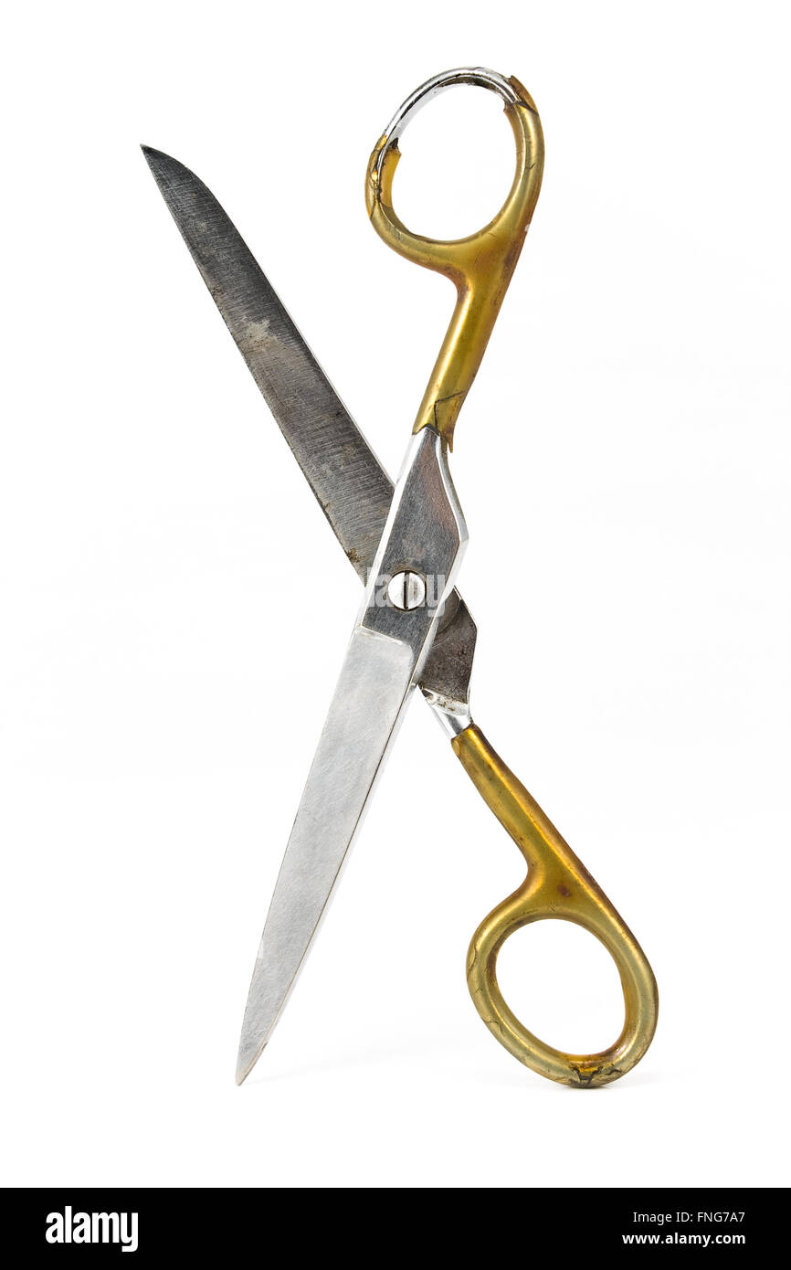 Old rusty sewing scissors isolated on white Stock Photo - Alamy