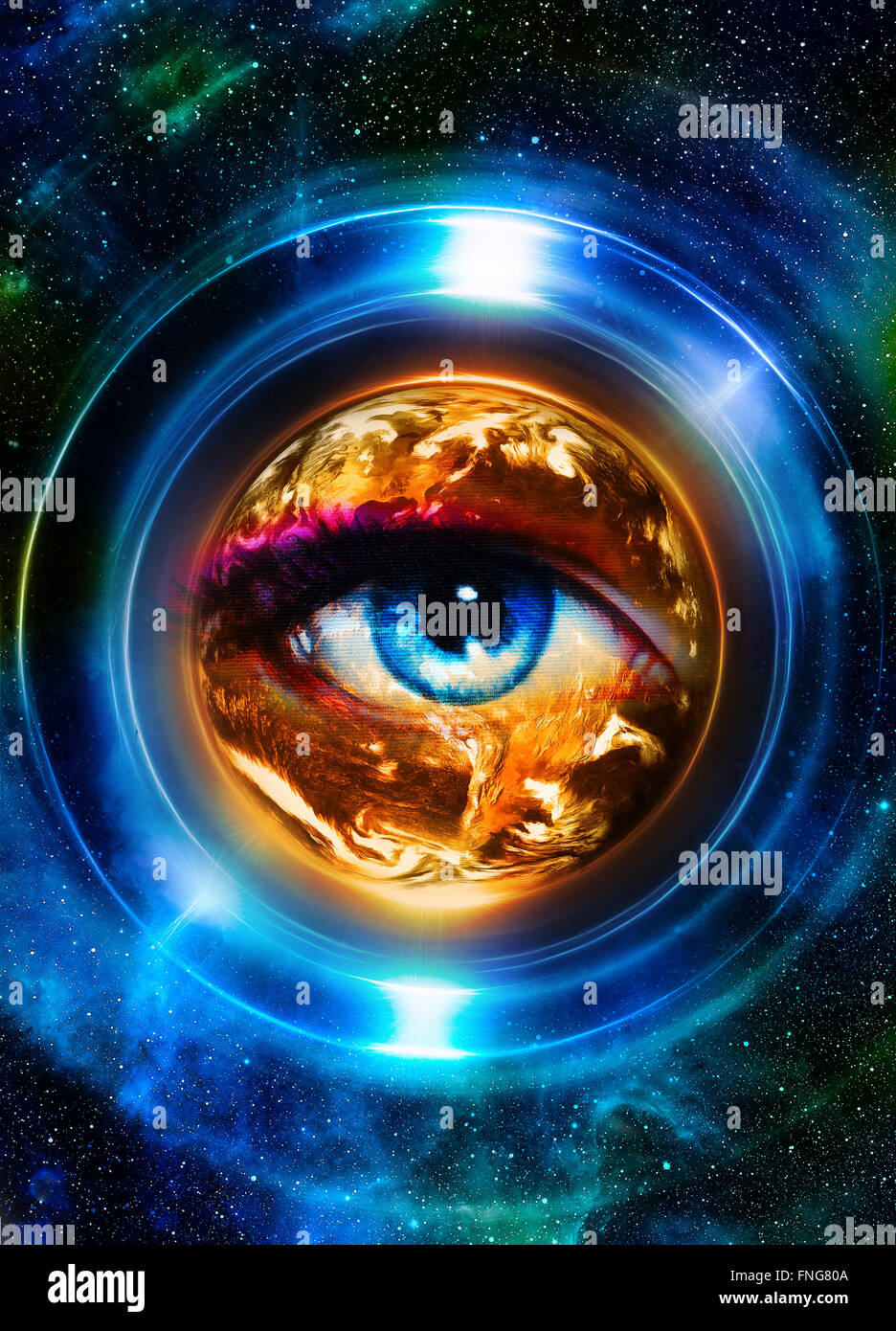 Planet earth and blue human eye - Elements of this image furnished by ...