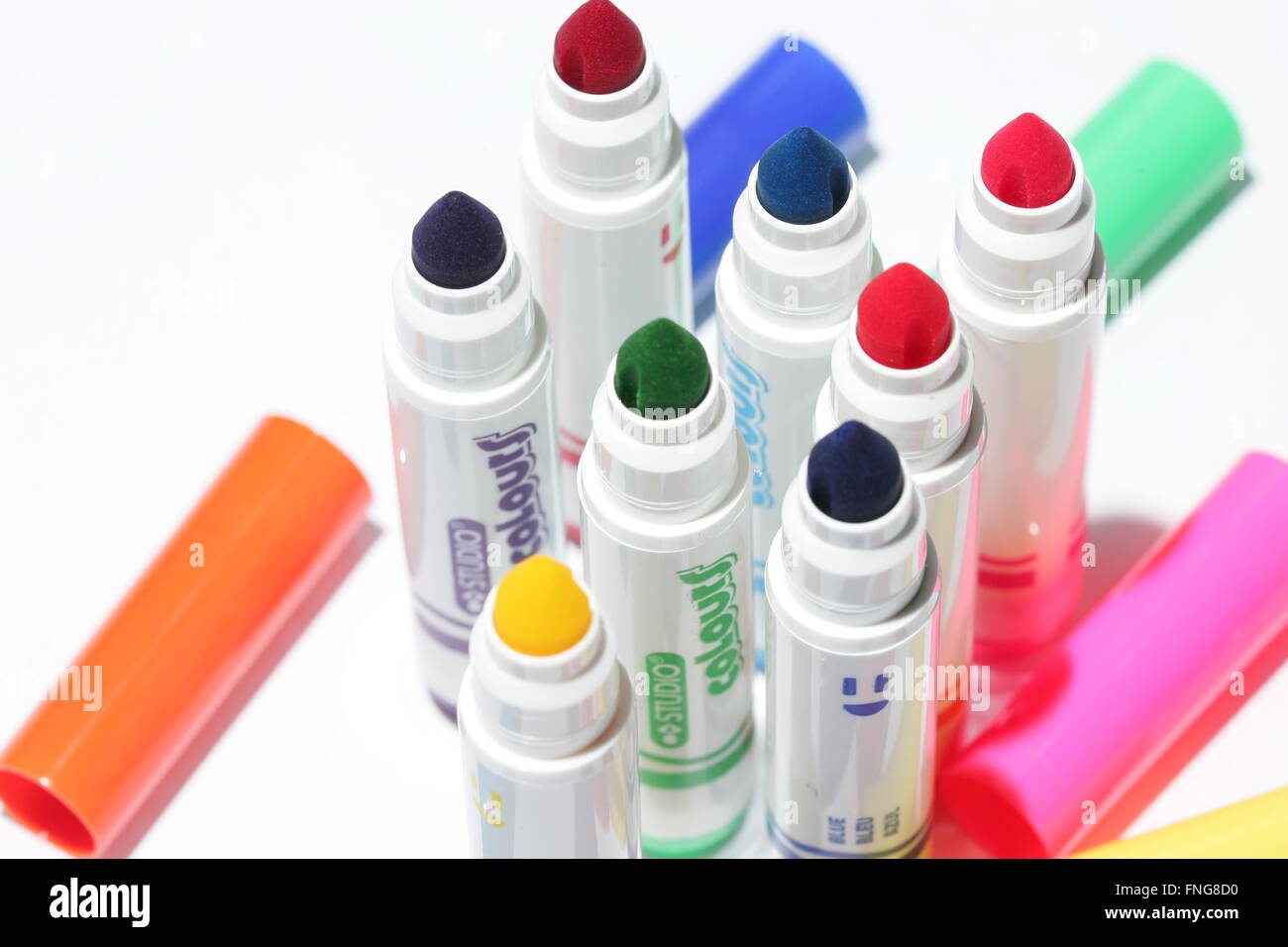 Markers and lids Stock Photo - Alamy