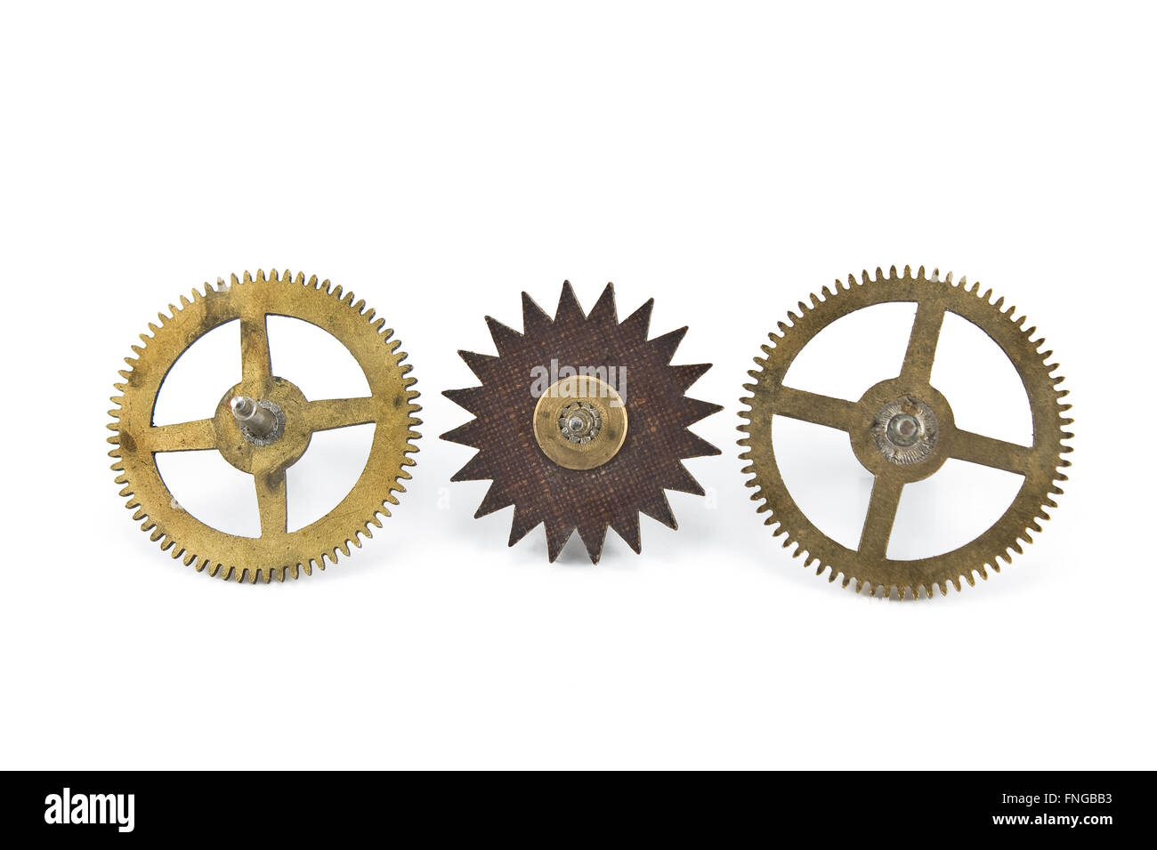 Three old cogwheels gears isolated on white Stock Photo - Alamy