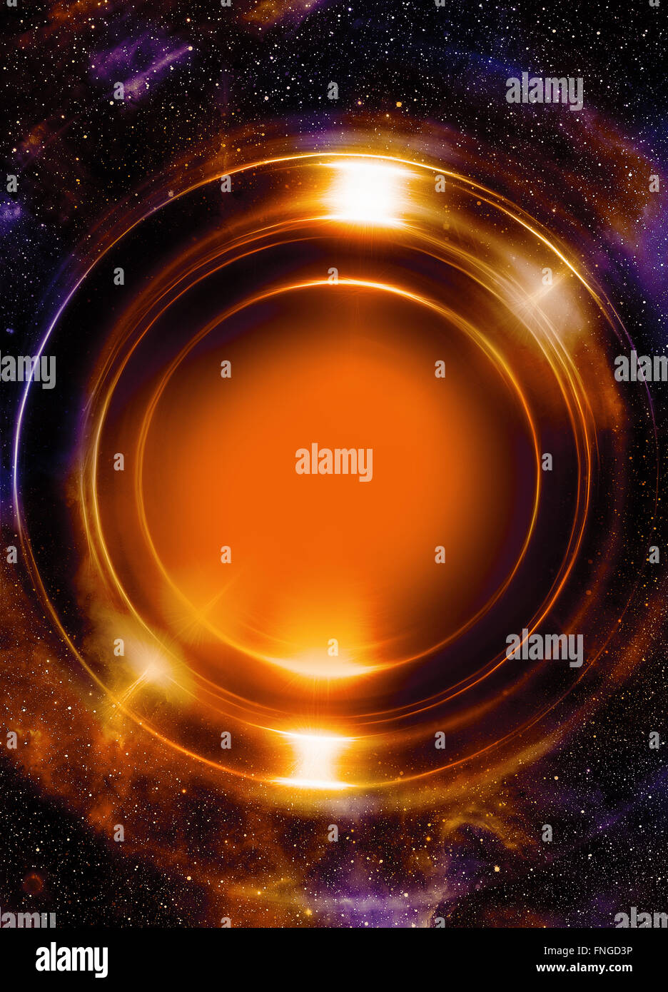 Light circle and cosmic space. With light triangle structure. Copy ...