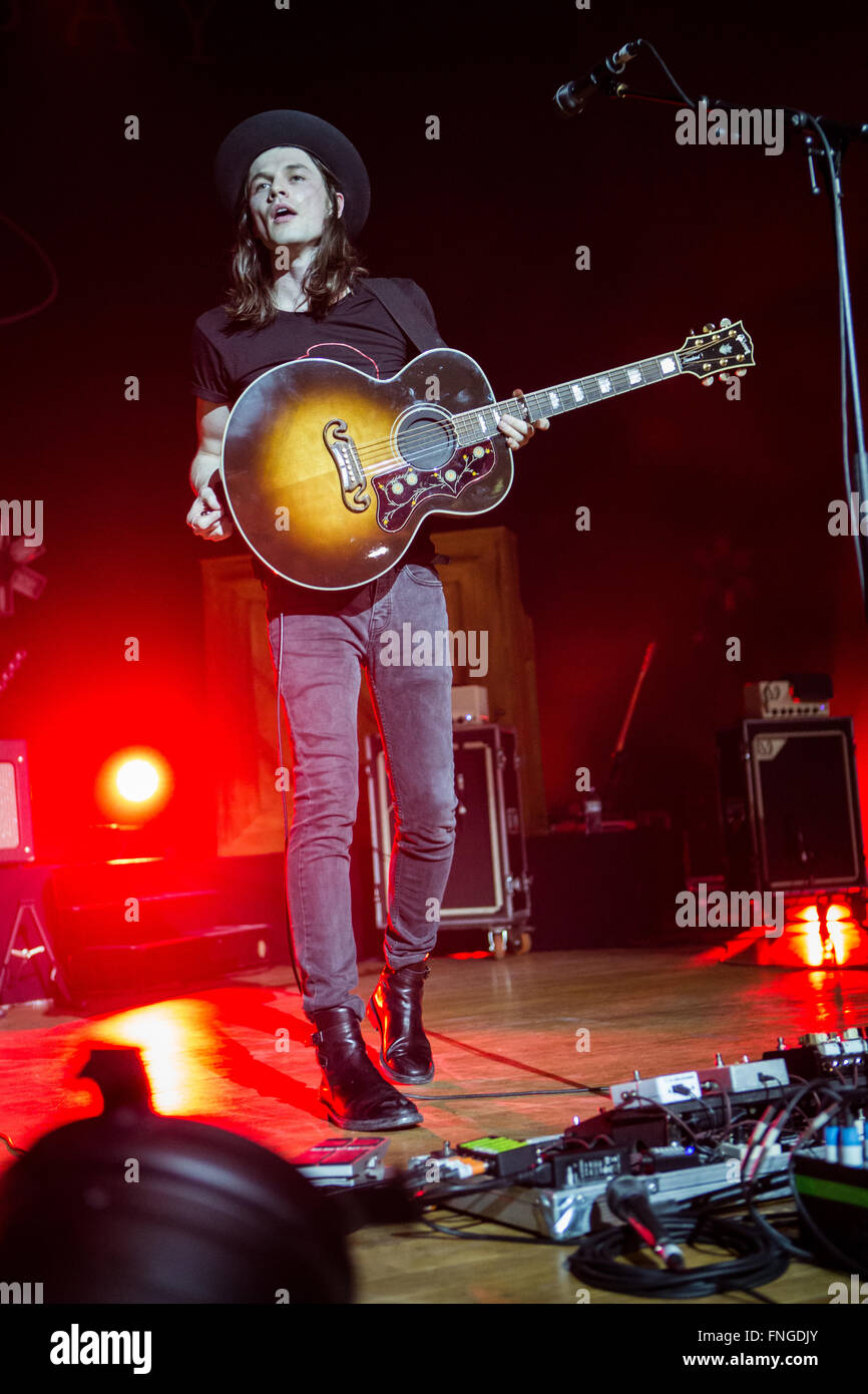 Milan Italy. 14th March 2016. The English singer-songwriter JAMES BAY ...