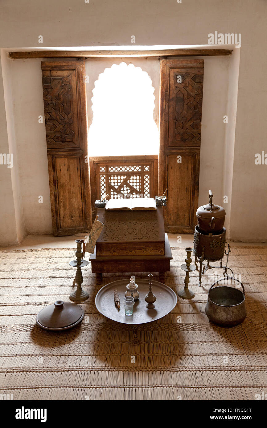 Student room inside the Medersa ben Youssef, Marrakech, Morocco Stock ...