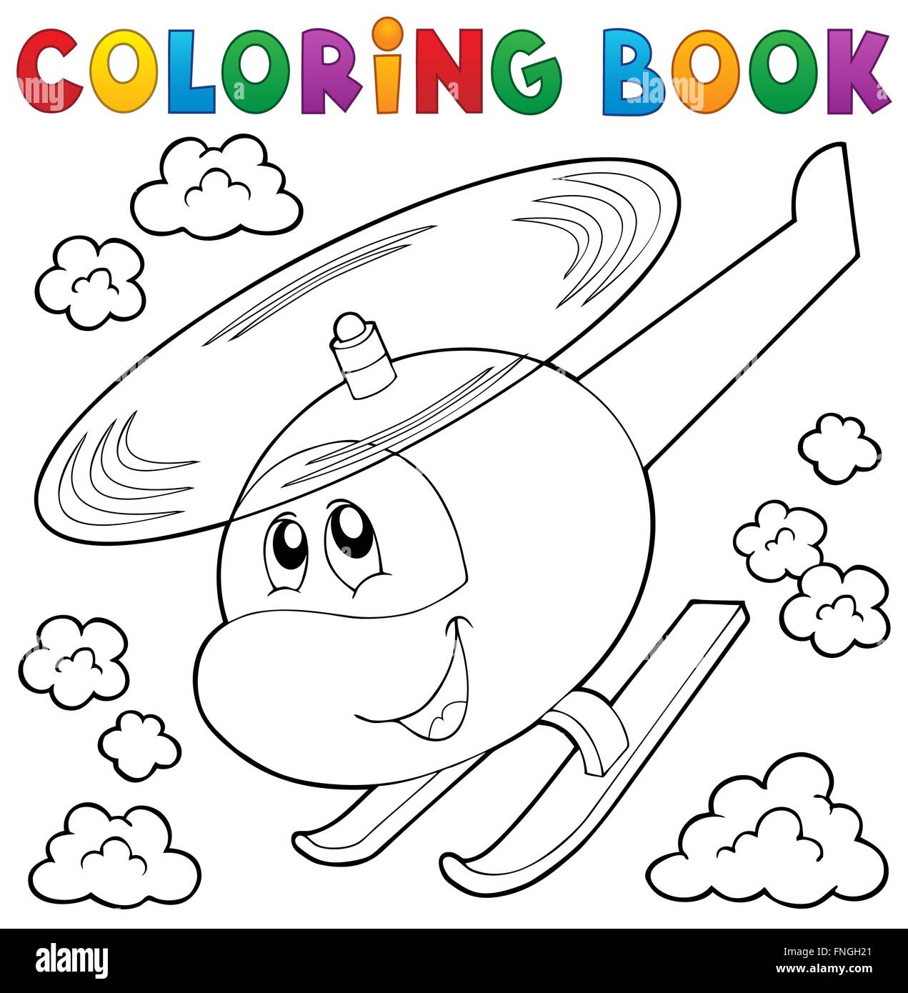 Coloring book helicopter theme 1 - picture illustration Stock Photo - Alamy