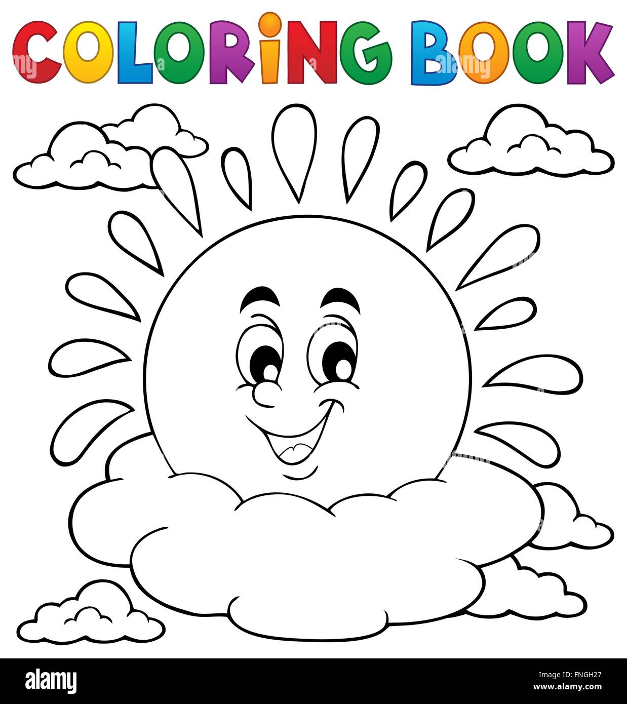 Coloring book cheerful sun theme 1 - picture illustration Stock Photo ...