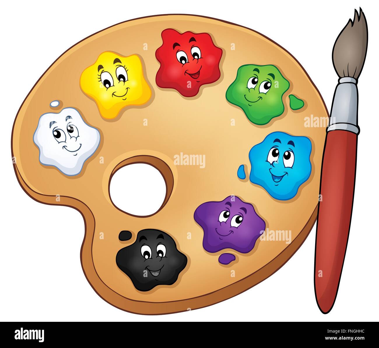 Paint palette theme image 2 - picture illustration Stock Photo - Alamy