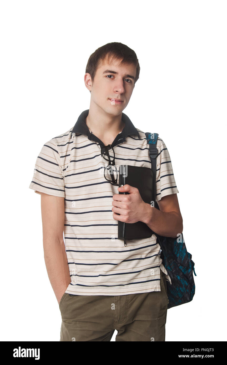 picture of student with backpack on white Stock Photo - Alamy