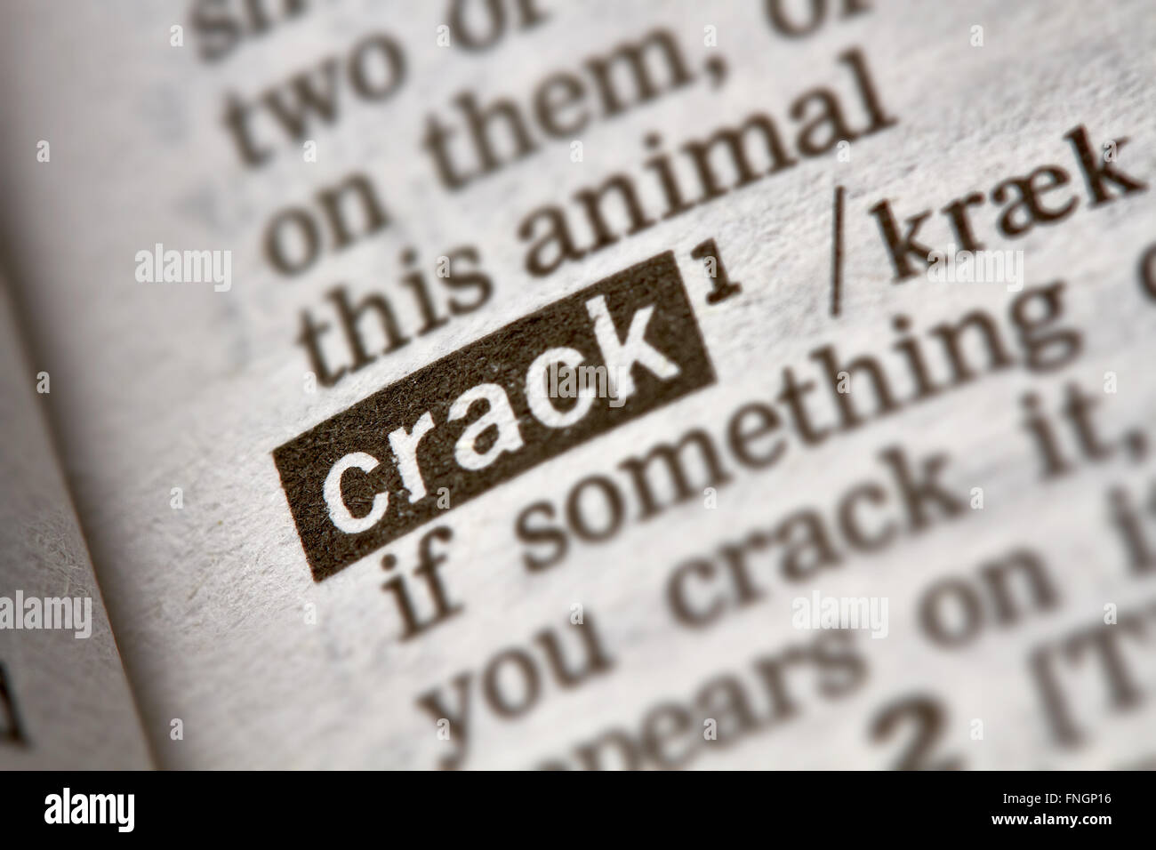Crack Word Definition Text in Dictionary Page Stock Photo - Alamy