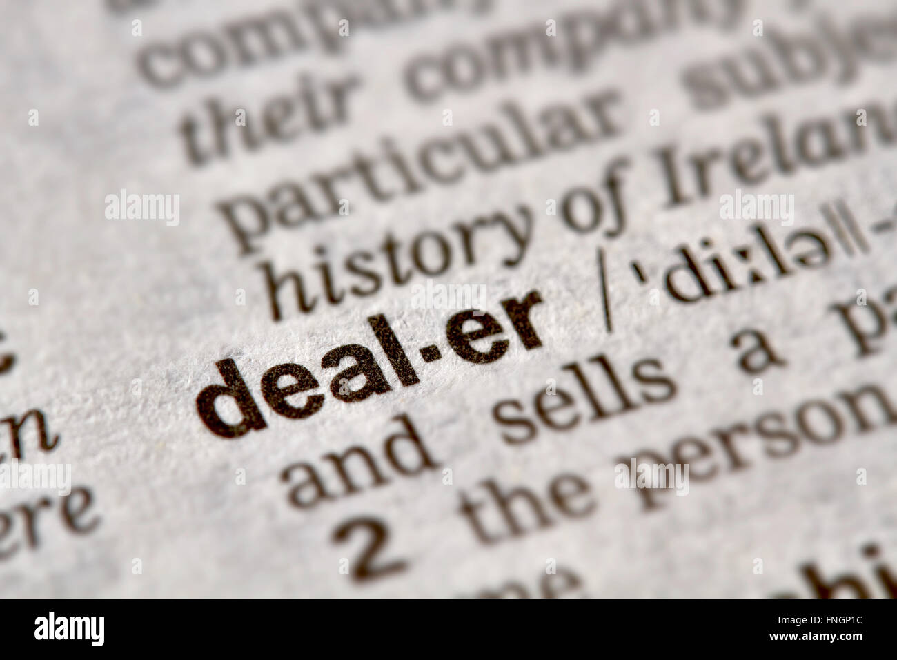 Dealer Word Definition Text in Dictionary Page Stock Photo - Alamy