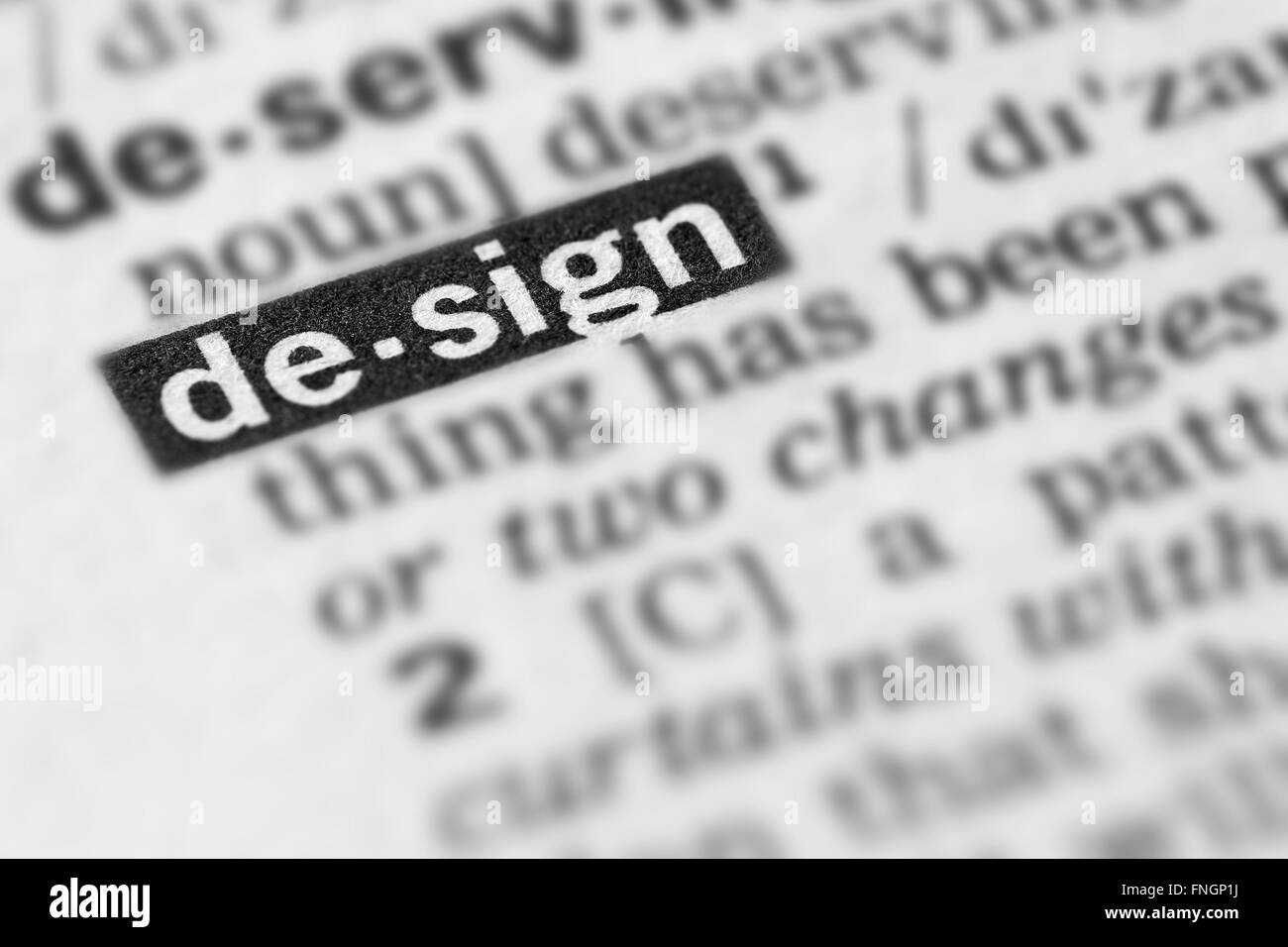 Design Word Text in Dictionary Page Stock Photo - Alamy