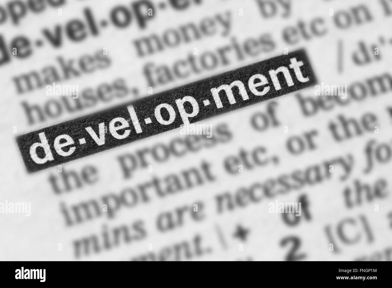 Development Word Text in Dictionary Page Stock Photo - Alamy