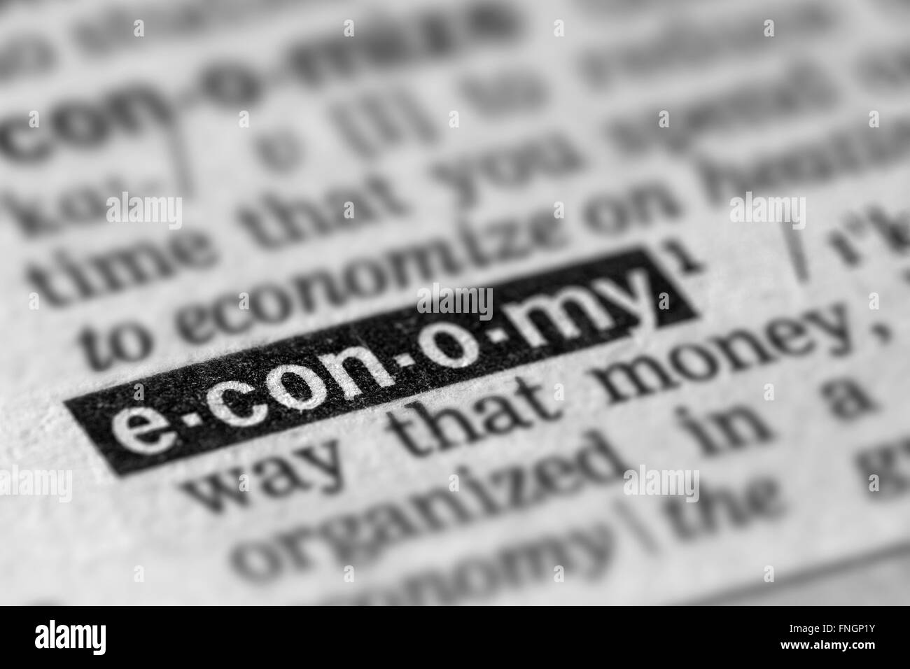 Economy Definition Word Text in Dictionary Page Stock Photo - Alamy