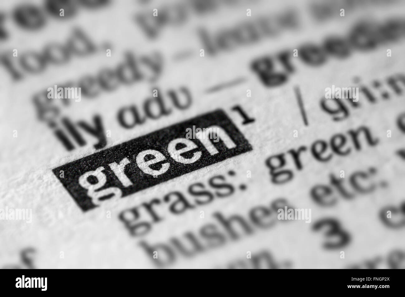 Green Definition Word Text in Dictionary Page Stock Photo - Alamy