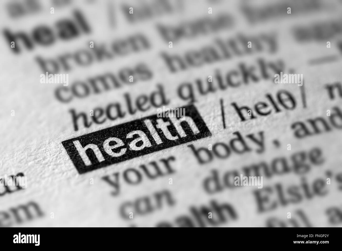 Health Definition Word Text in Dictionary Page Stock Photo - Alamy