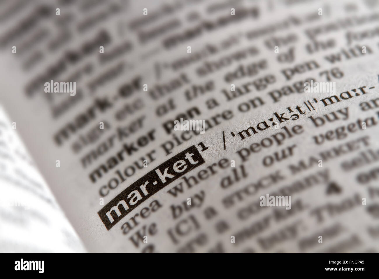 Market Word Definition Text in Dictionary Page Stock Photo - Alamy