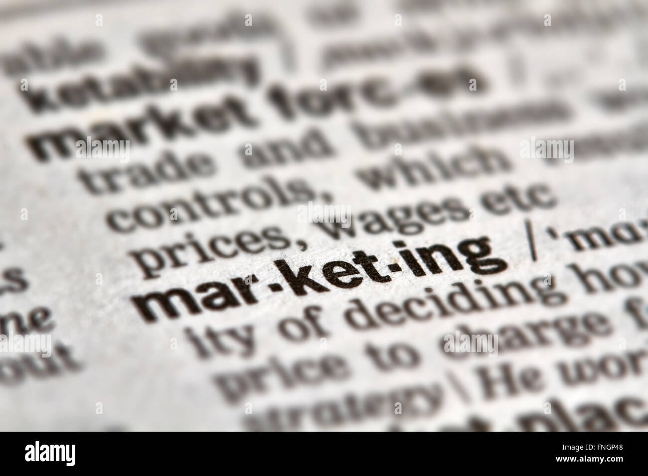 Marketing Word Definition Text in Dictionary Page Stock Photo - Alamy