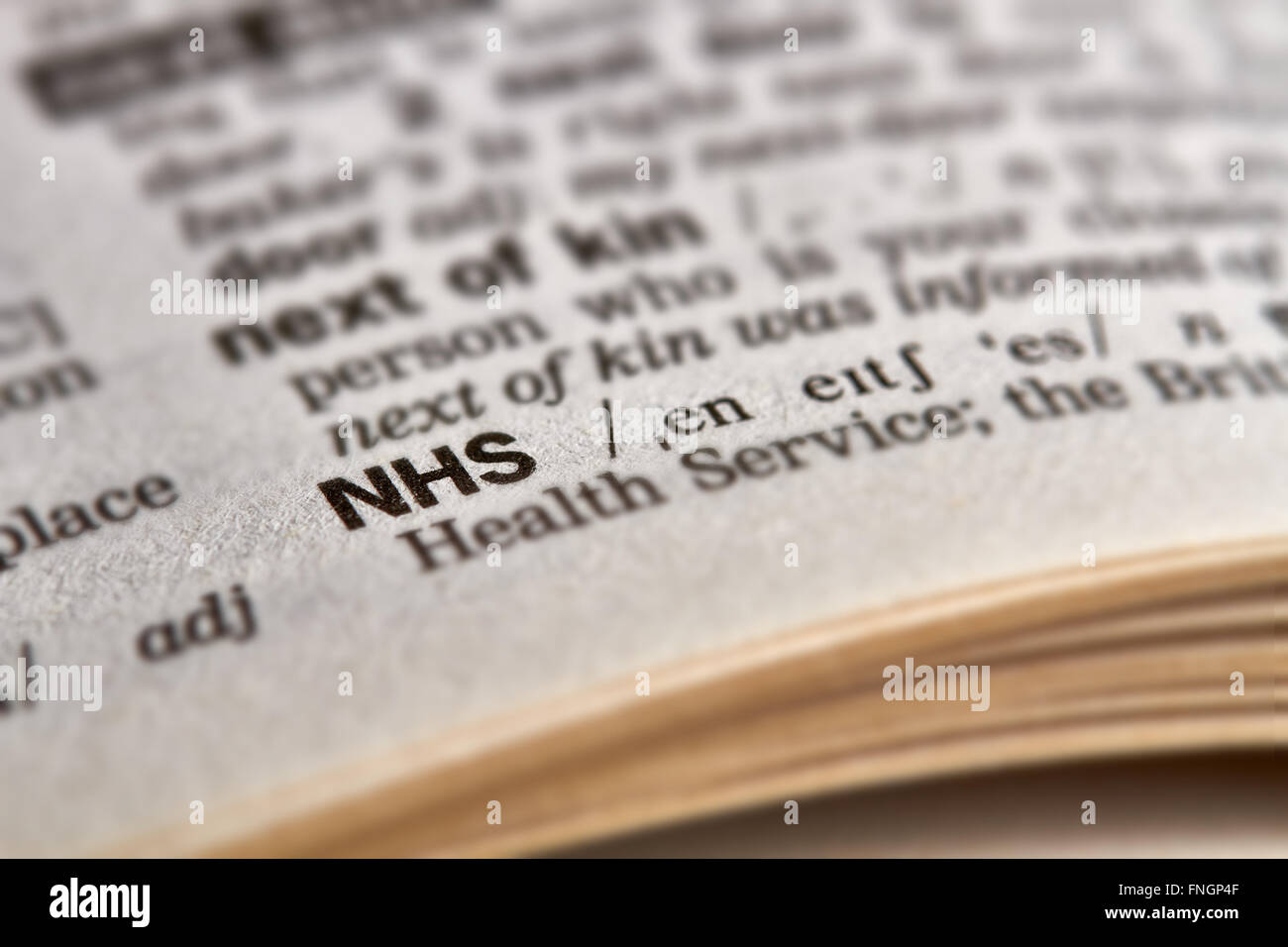 NHS Word Definition Text in Dictionary Page Stock Photo - Alamy