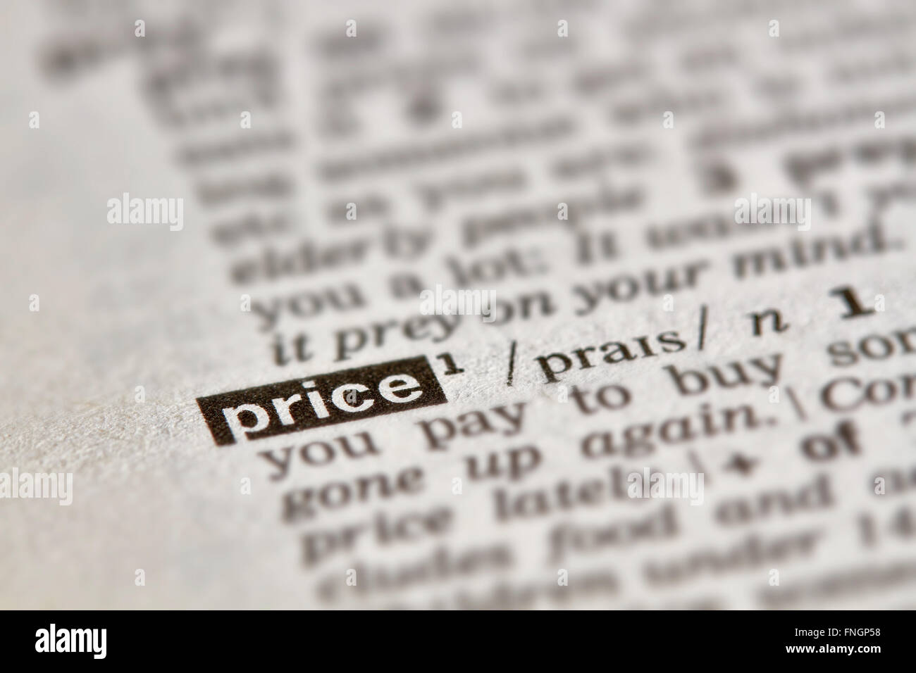Price Word Definition Text in Dictionary Page Stock Photo - Alamy