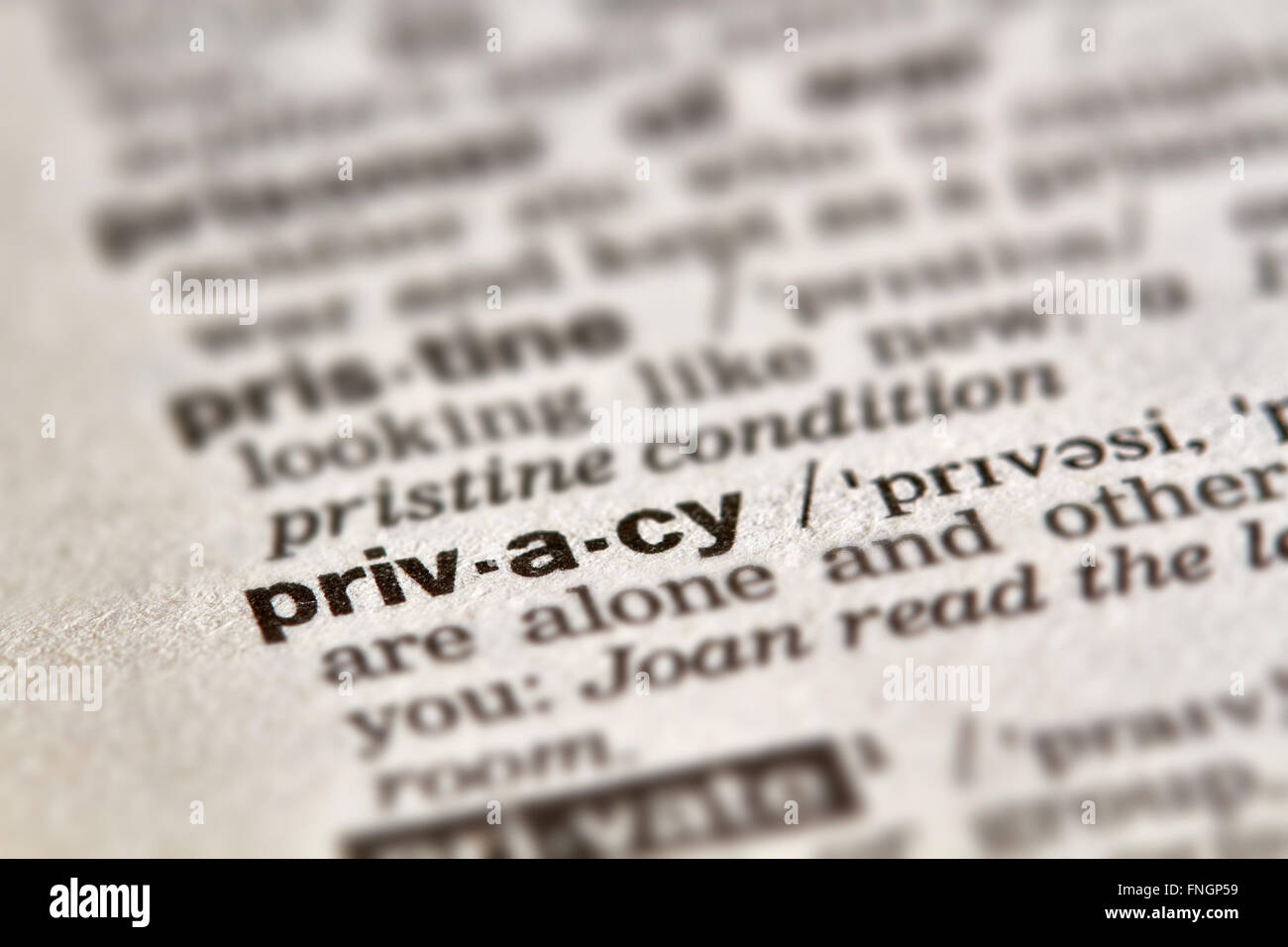Privacy Word Definition Text in Dictionary Page Stock Photo - Alamy