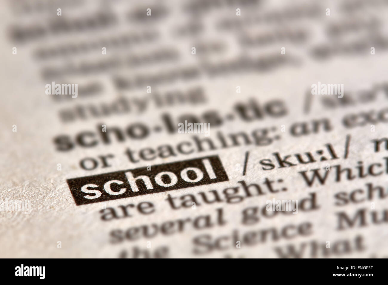 School Word Definition Text in Dictionary Page Stock Photo - Alamy
