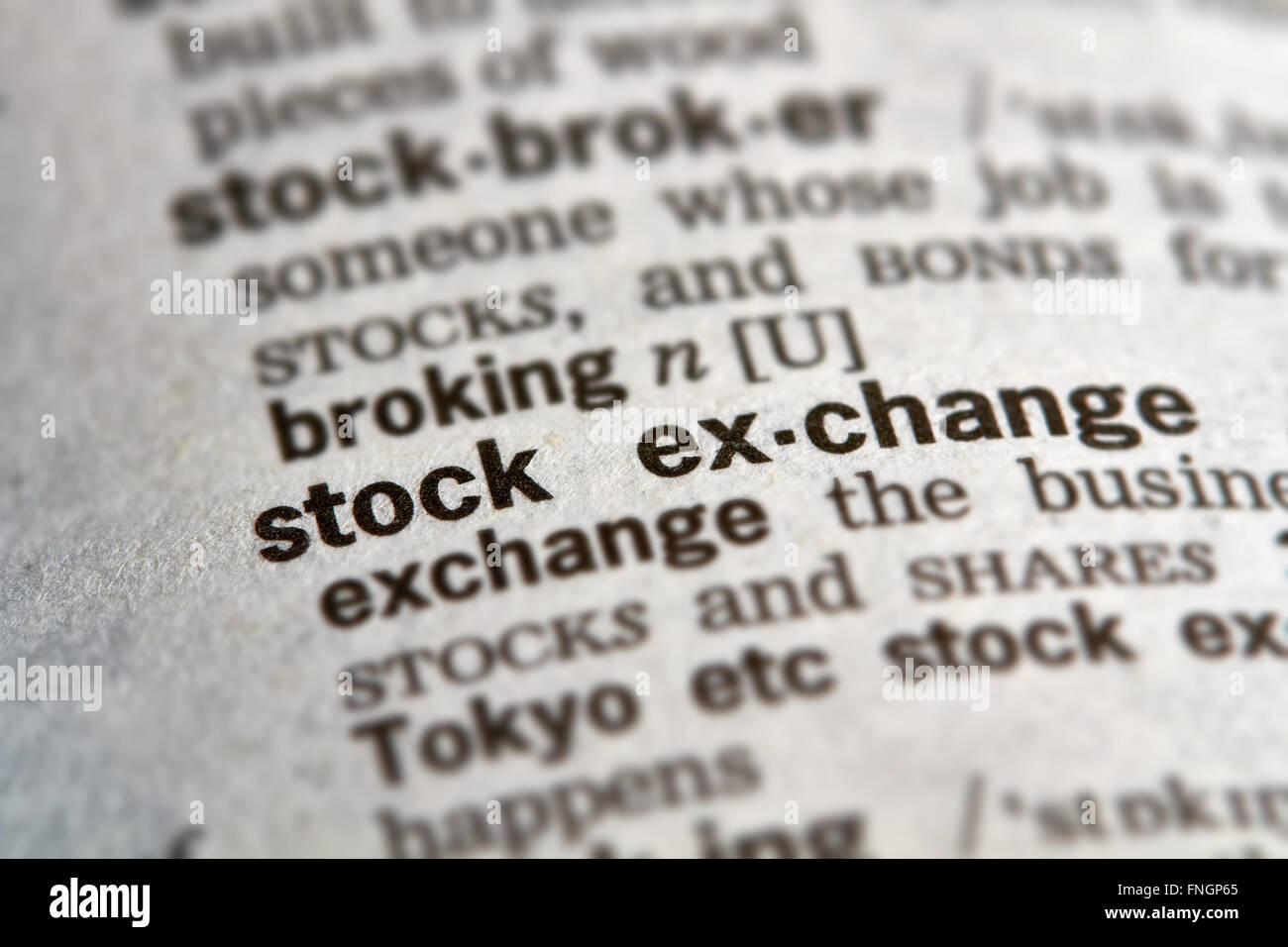 Stock Exchange Word Definition Text in Dictionary Page Stock Photo - Alamy