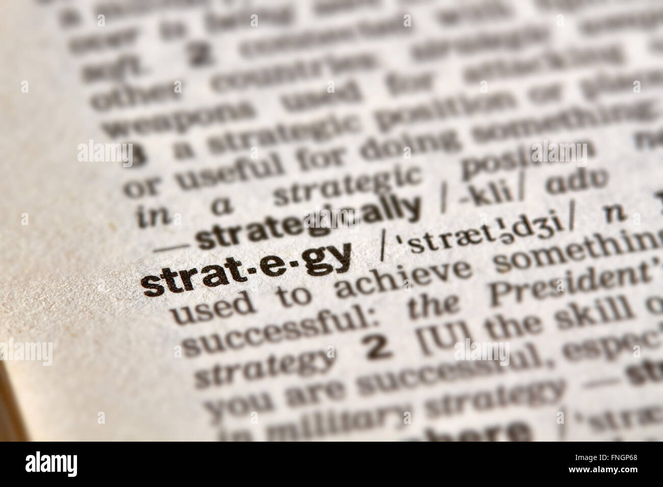 Strategy Word Definition Text in Dictionary Page Stock Photo - Alamy
