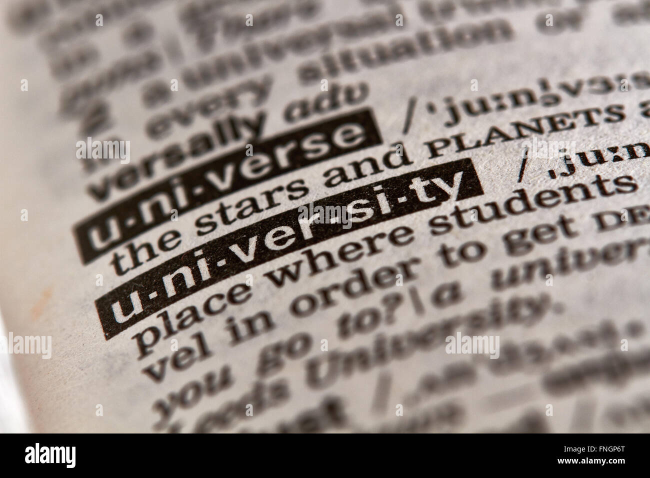 University Word Definition Text in Dictionary Page Stock Photo - Alamy