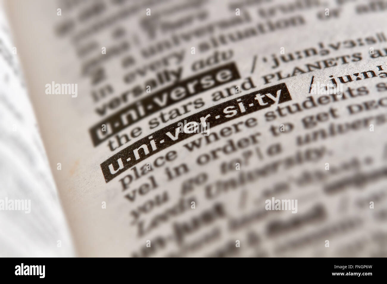 University Word Definition Text in Dictionary Page Stock Photo - Alamy