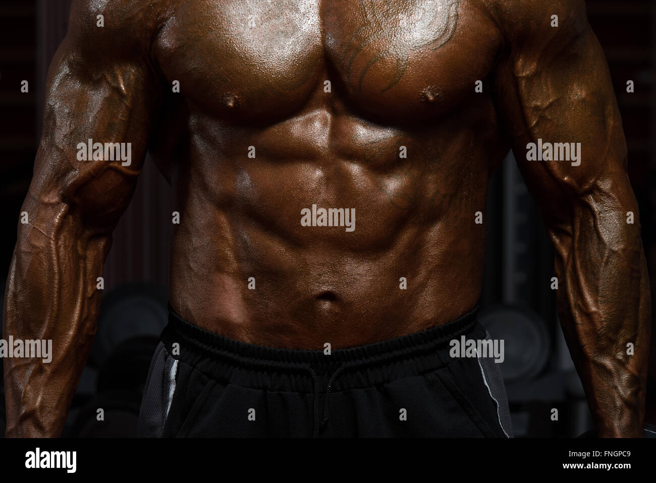 Bodybuilder Showing Abdominal - Close-Up On Perfect Abs Stock Photo - Alamy