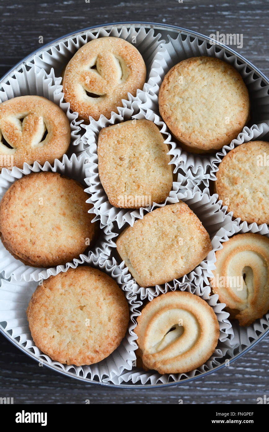 Box of Danish butter cookies close-up Stock Photo - Alamy