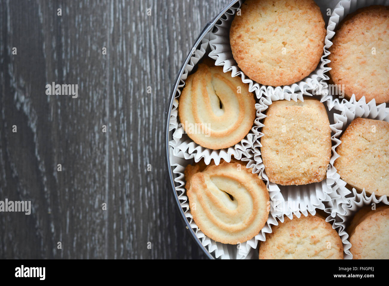 Box of Danish butter cookies close-up Stock Photo - Alamy