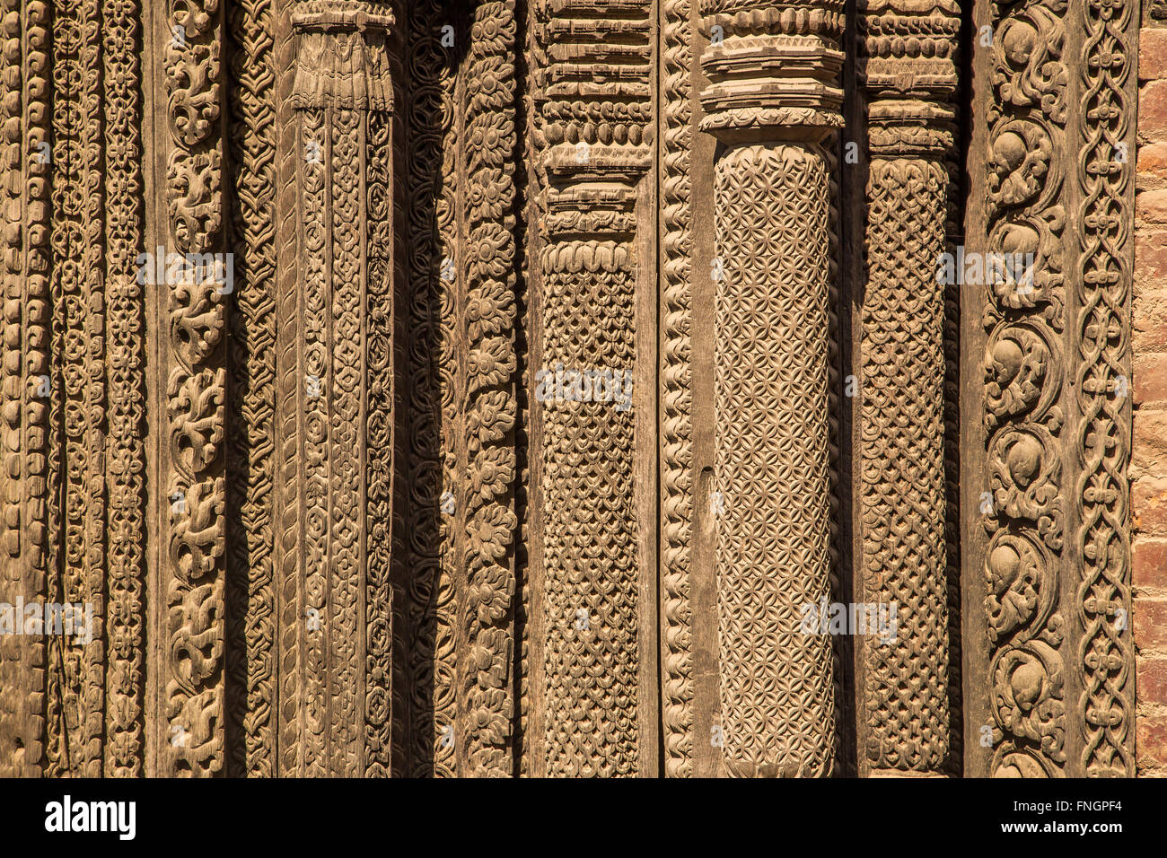 Carved columns at the temple, Durbar Square, Nepal Stock Photo - Alamy