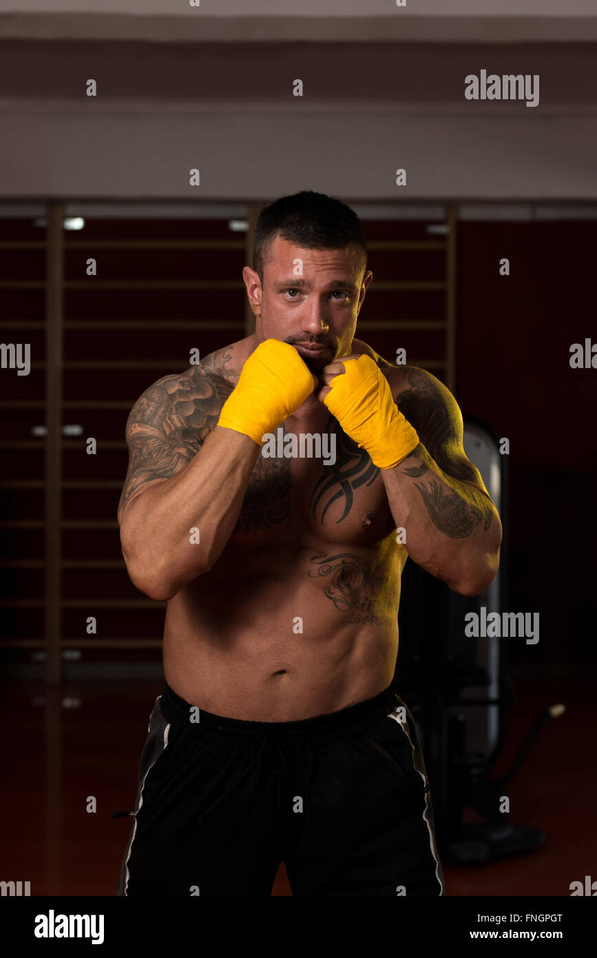 Muscular Boxer MMA Fighter Practice His Skills Stock Photo - Alamy