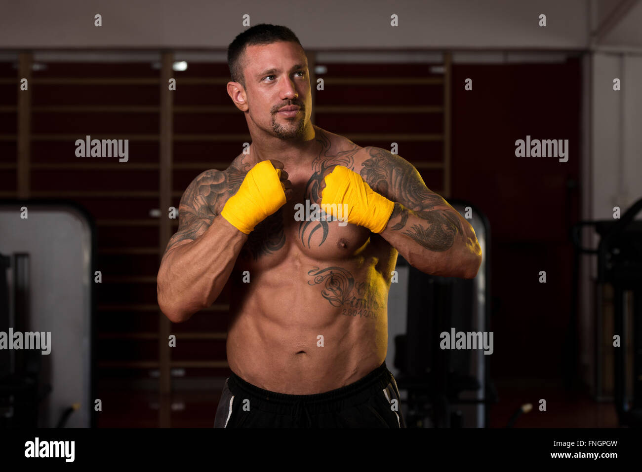 Muscular Boxer MMA Fighter Practice His Skills Stock Photo - Alamy