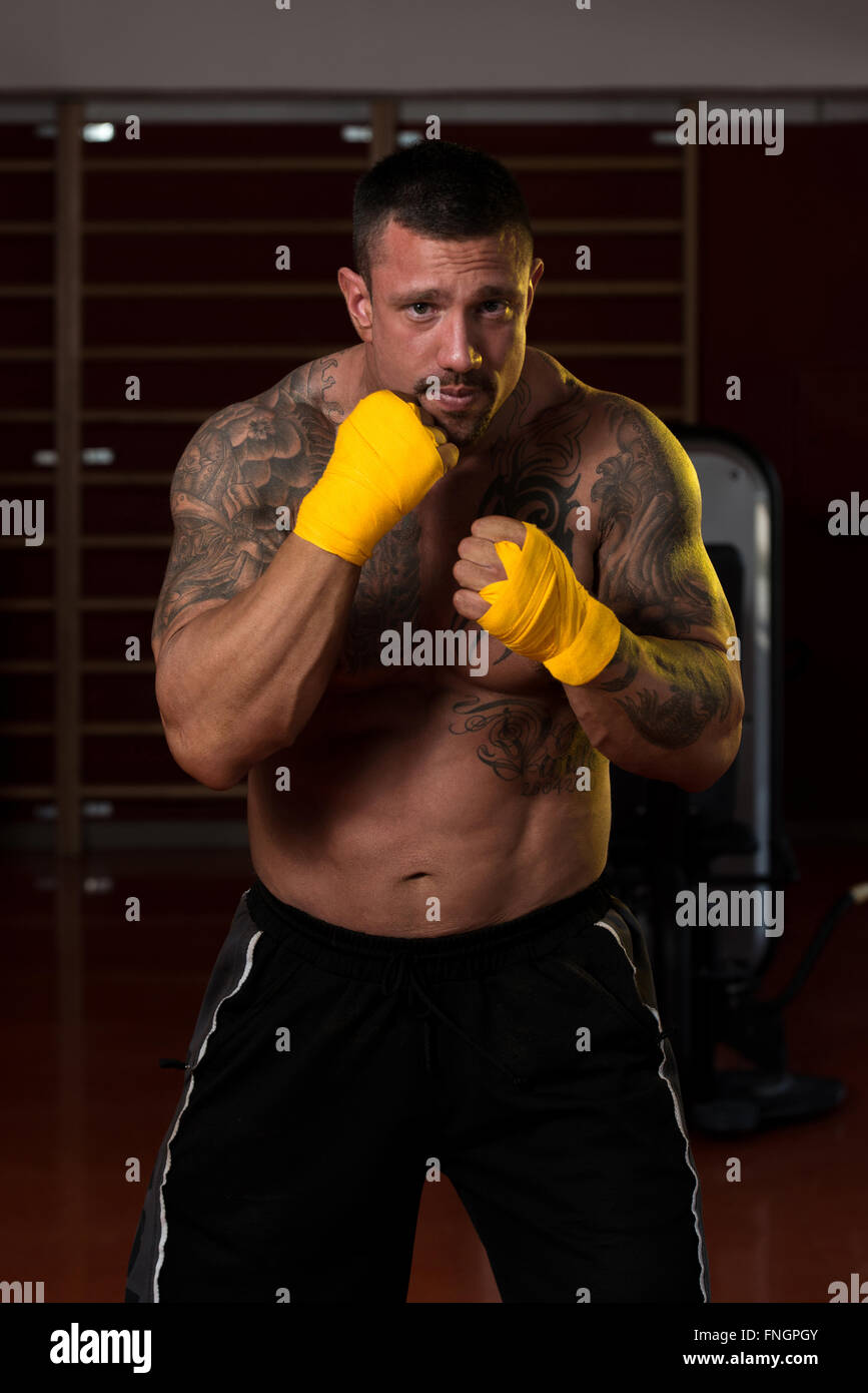 Muscular Boxer MMA Fighter Practice His Skills Stock Photo - Alamy