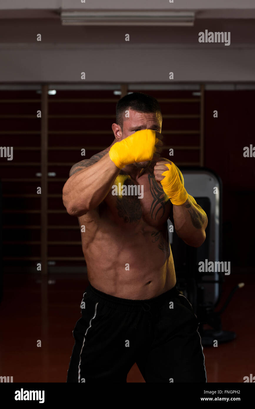 Muscular Boxer MMA Fighter Practice His Skills Stock Photo - Alamy