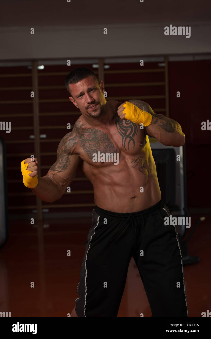 Muscular Boxer MMA Fighter Practice His Skills Stock Photo - Alamy