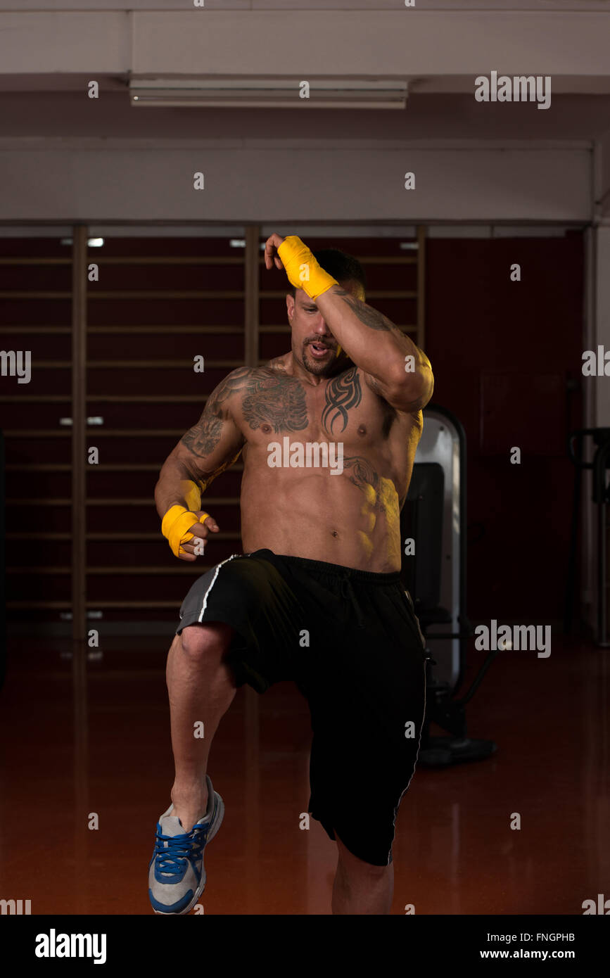 Muscular Boxer MMA Fighter Practice His Skills Stock Photo - Alamy