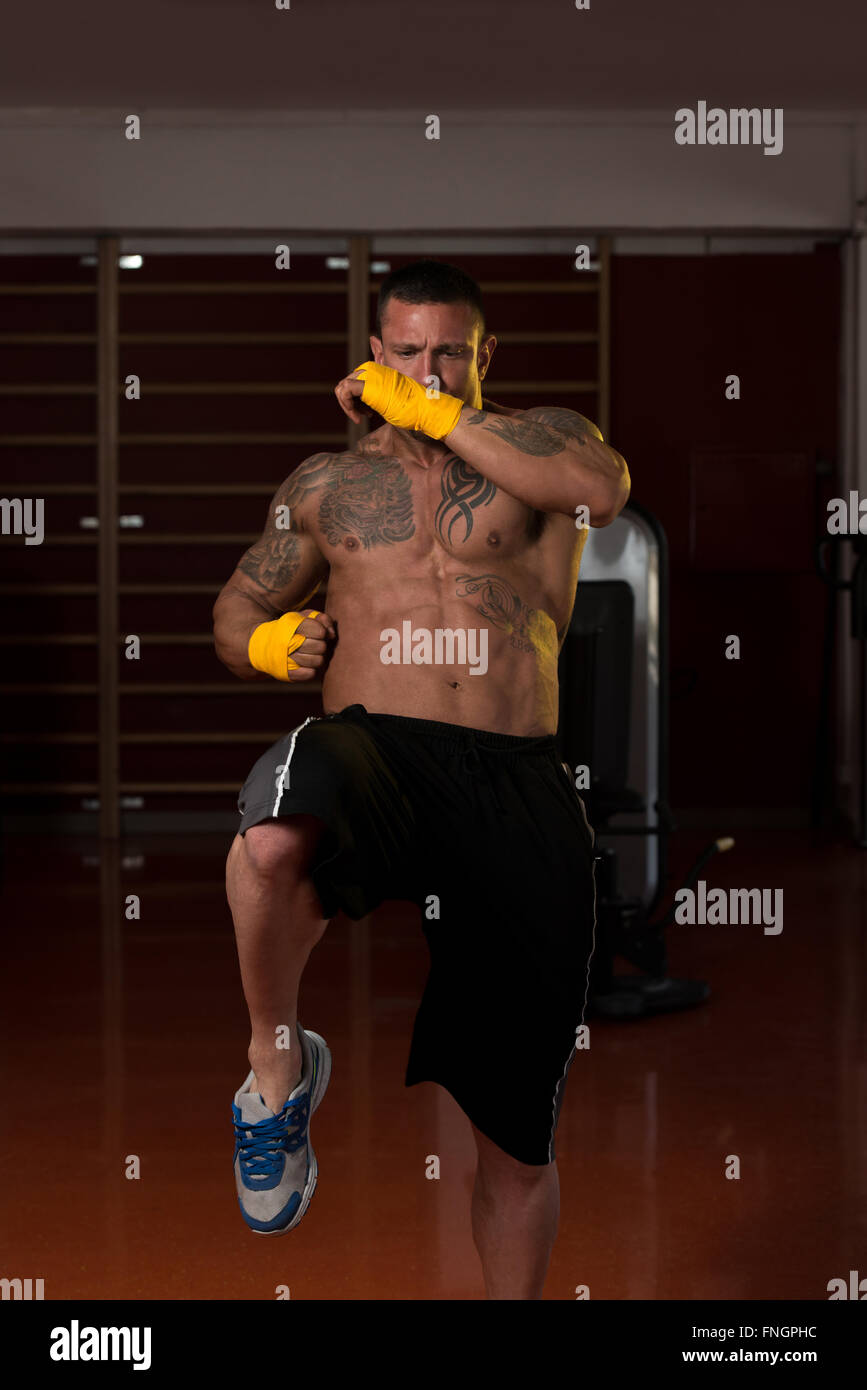 Muscular Boxer MMA Fighter Practice His Skills Stock Photo - Alamy