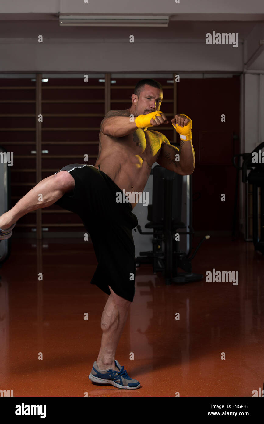 Muscular Boxer MMA Fighter Practice His Skills Stock Photo - Alamy