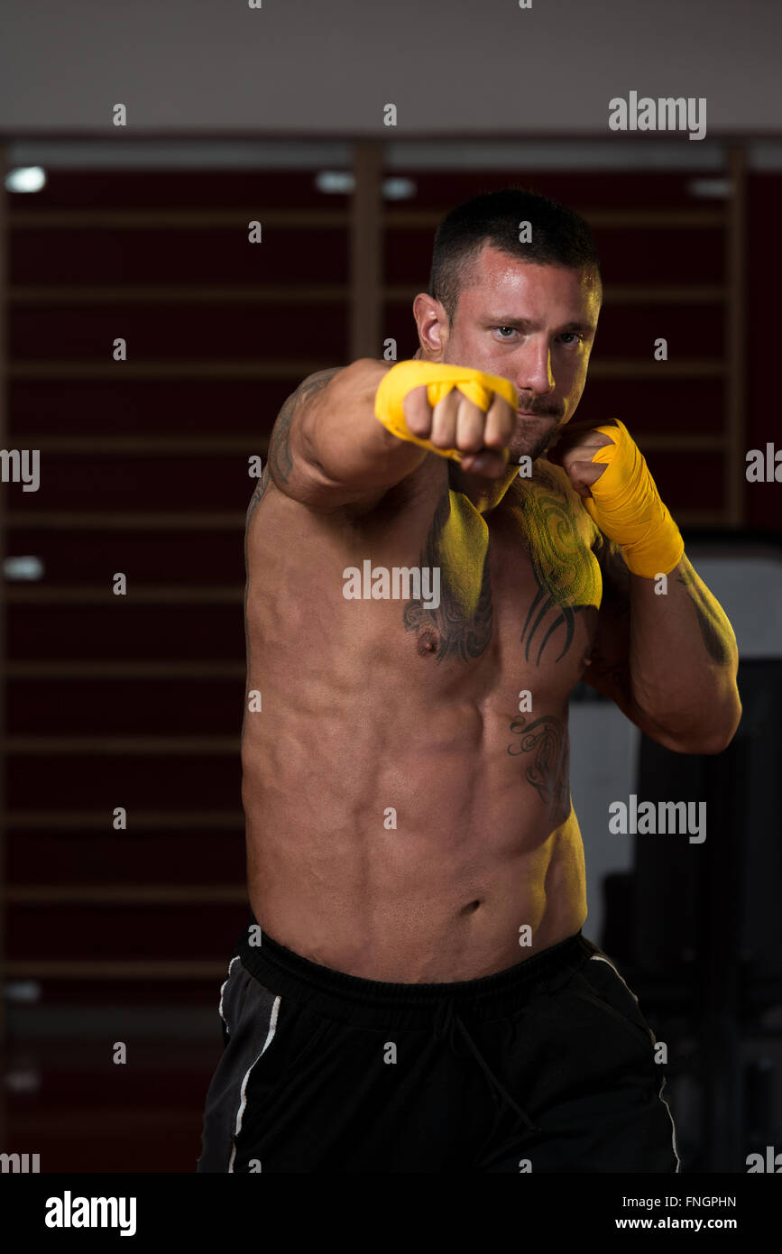 Muscular Boxer MMA Fighter Practice His Skills Stock Photo - Alamy