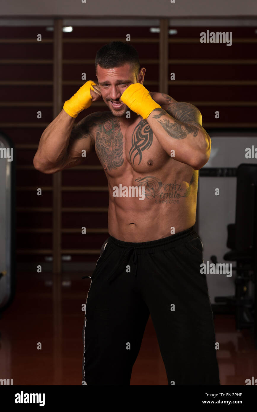 Muscular Boxer MMA Fighter Practice His Skills Stock Photo - Alamy