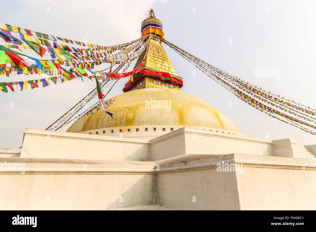 Boudhanath Stupa and colorful flags, Kathmandu Nepal Stock Photo - Alamy