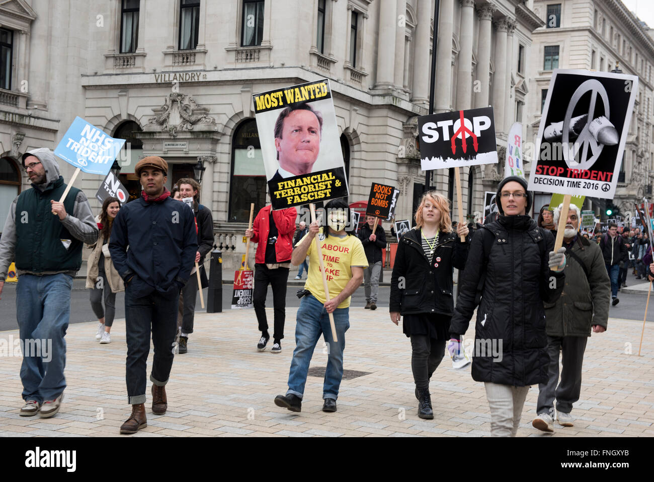 Young anti-nuclear protesters marching towards the Trafalgar Square to ...